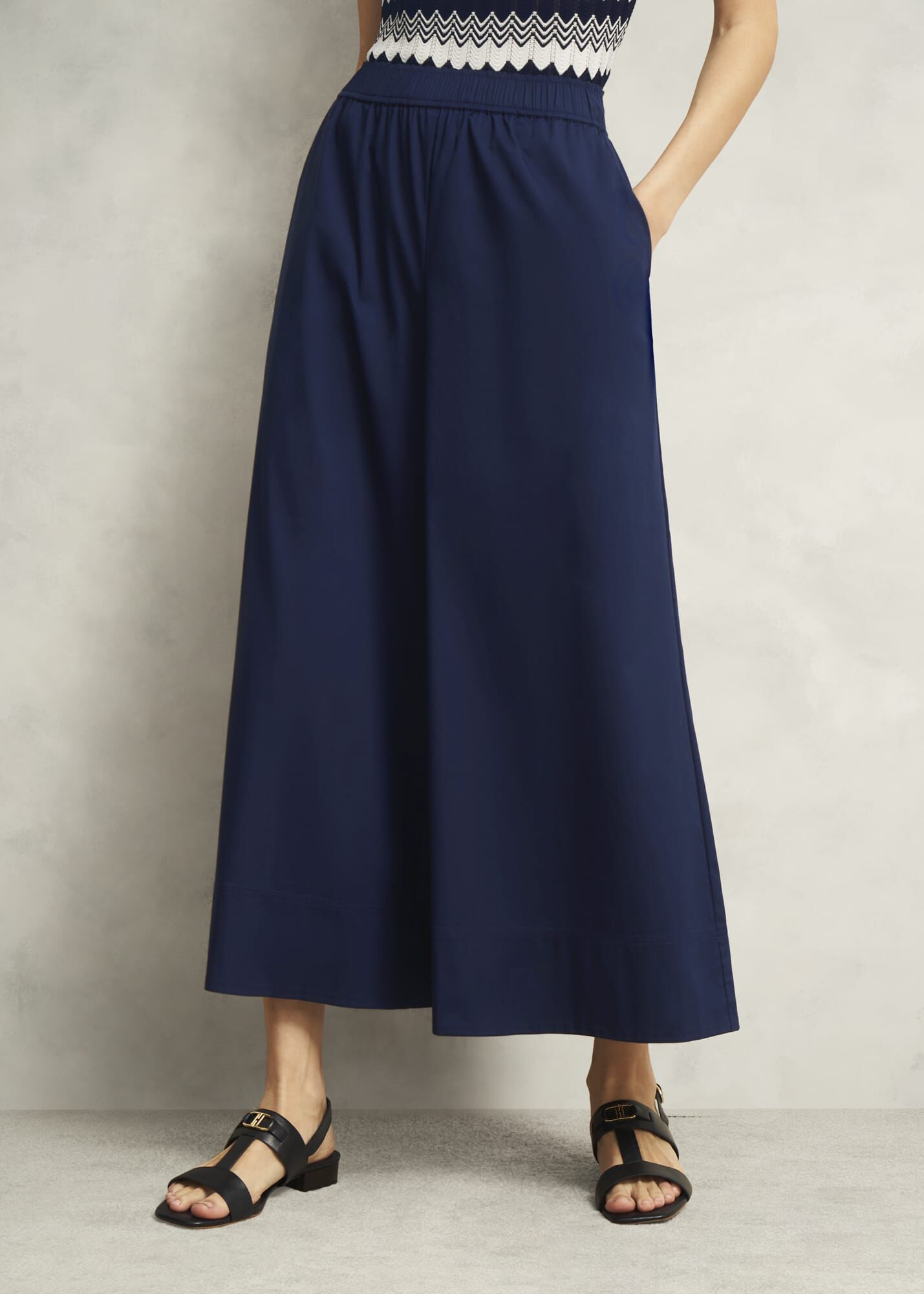 Midnight Navy Ranworth Cotton Blend Culotte | Hobbs UK