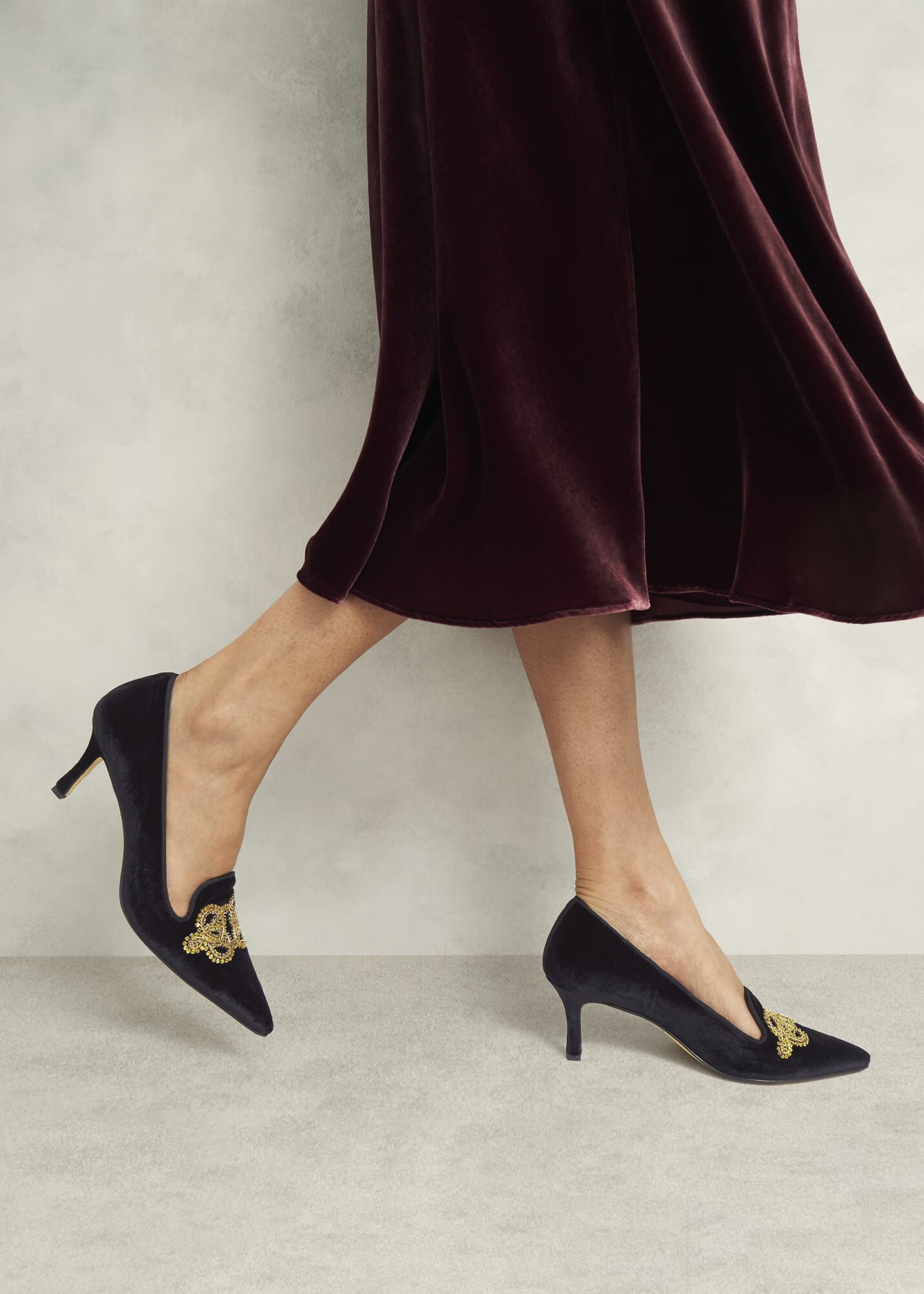 Keston Embellished Velvet Courts | Hobbs UK