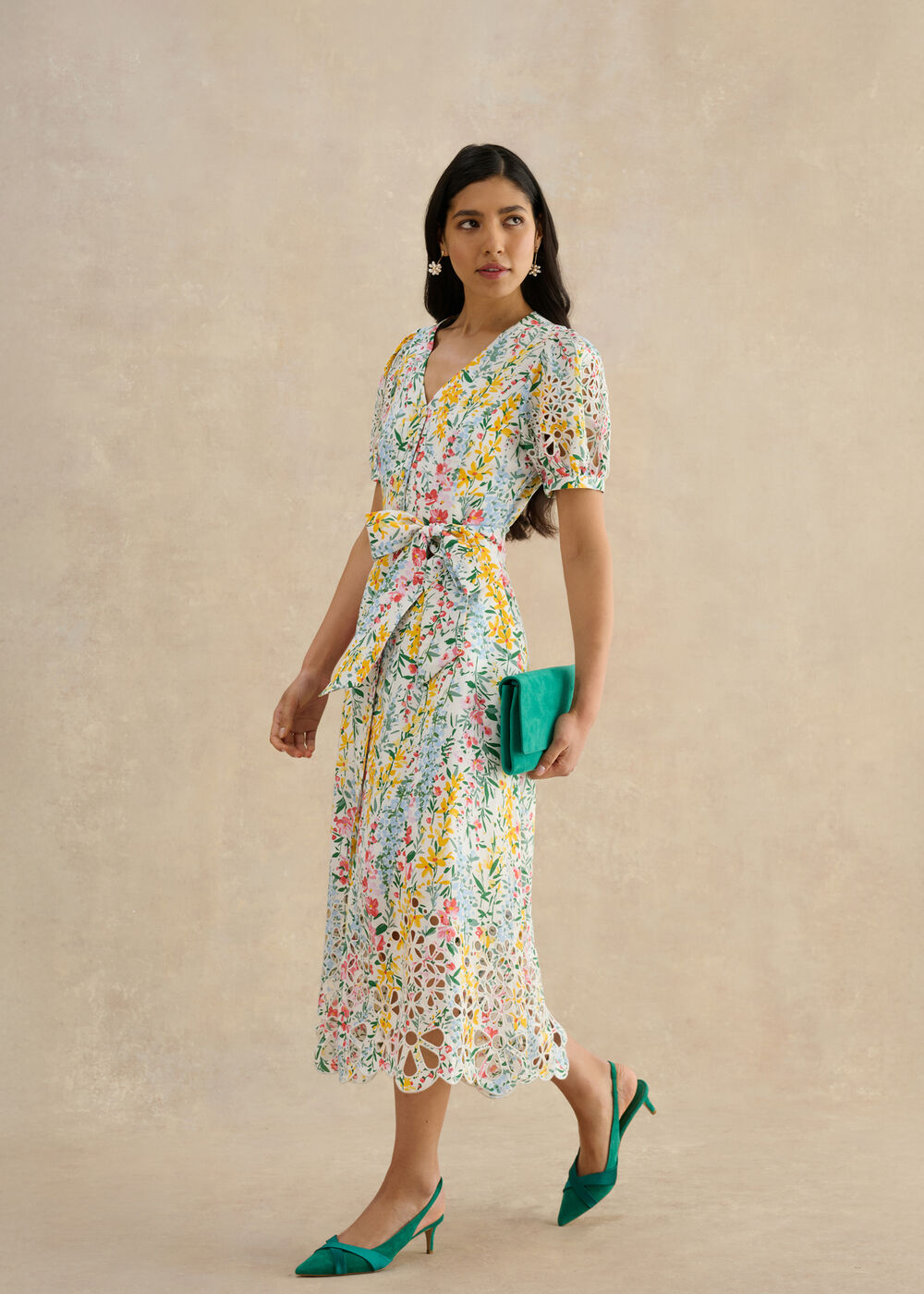 Christie Floral Broderie Dress | Hobbs US