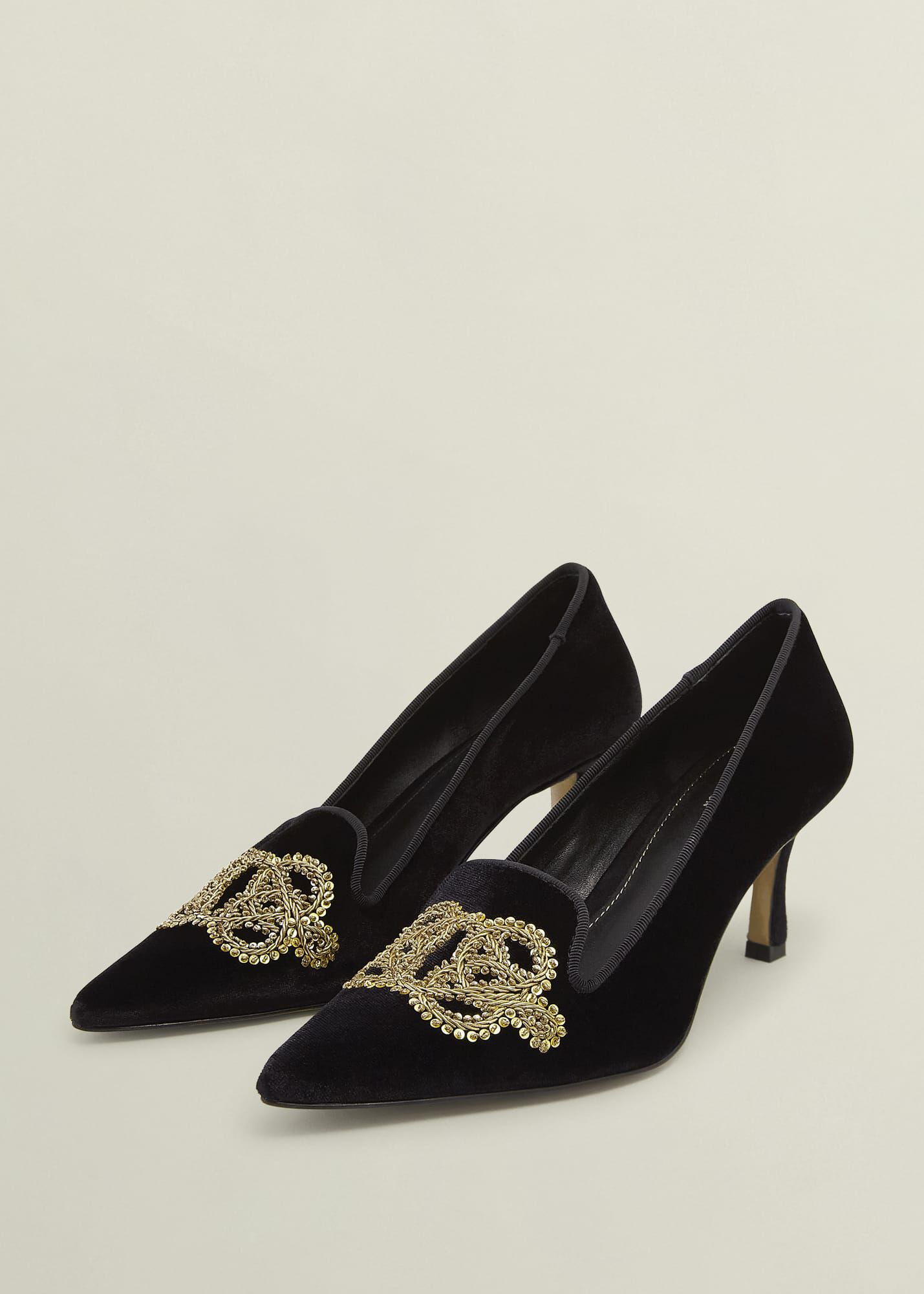 Keston Embellished Velvet Courts | Hobbs UK