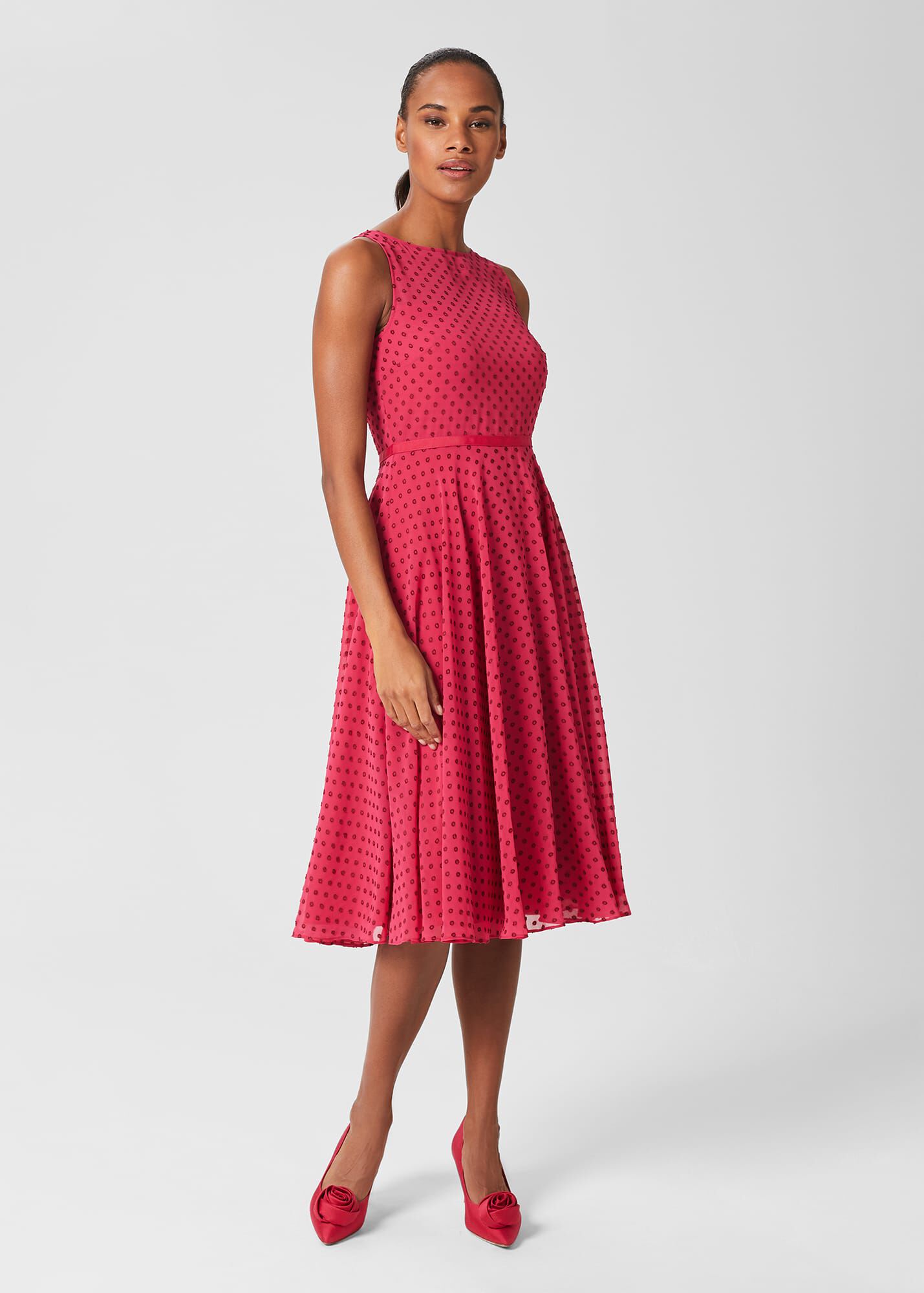Della Spot Fit And Flare Dress | Hobbs UK