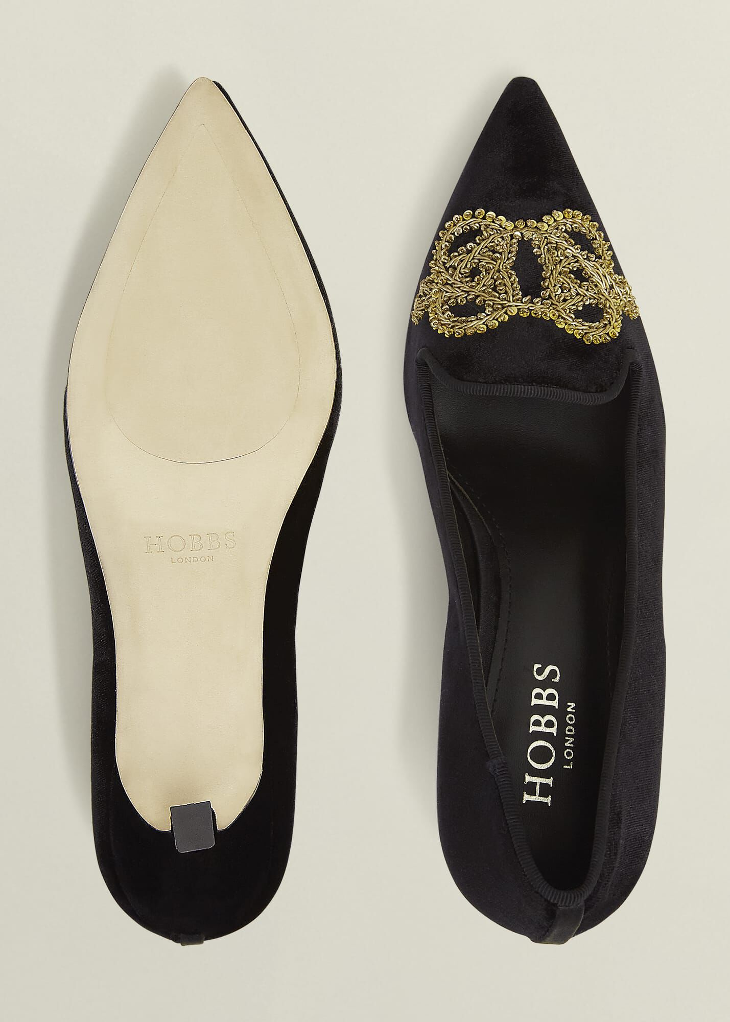 Keston Embellished Velvet Courts | Hobbs UK