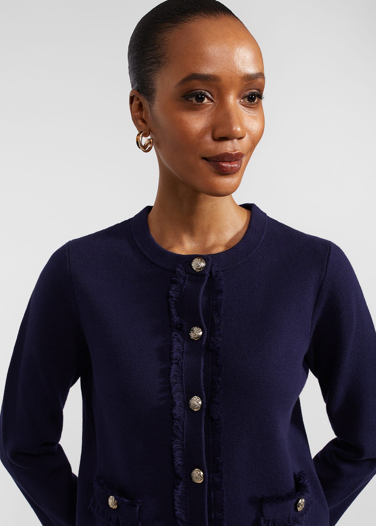 Sairey Cotton Wool Knitted Jacket | Hobbs US