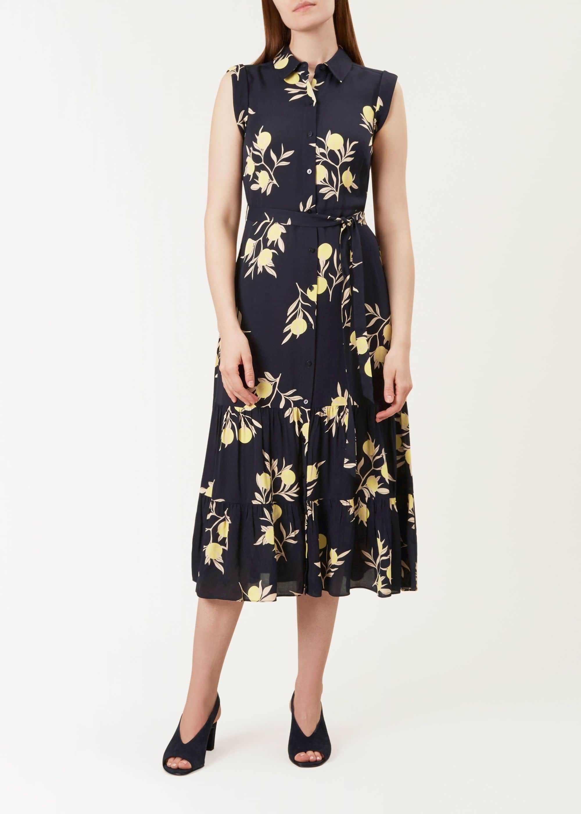 Hobbs Floral Esme Dress Midi Shirt Dress Sleeveless | eBay