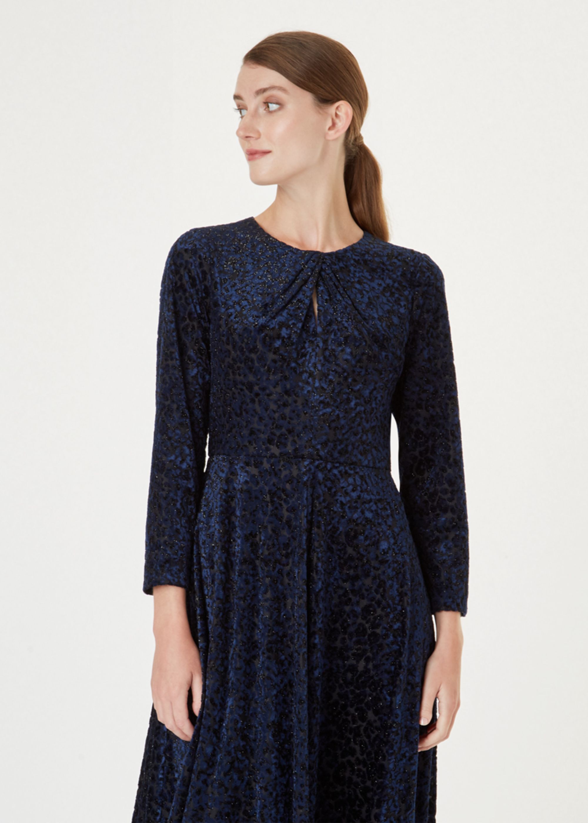 Hobbs Neva Dress Midi Fit & Flare Dress Long Sleeve | eBay