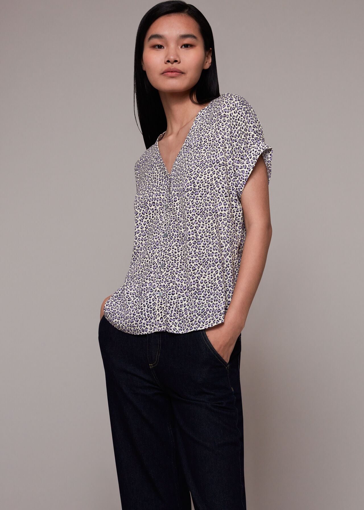 Multicolour Dashed Leopard Top | WHISTLES