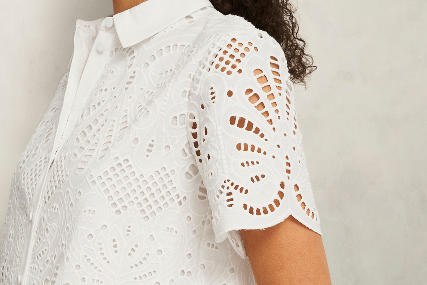 White Buscot Cotton Broderie Shirt | Hobbs AU